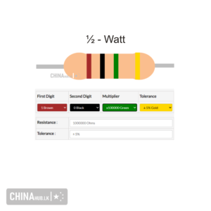 1 Mega Ohm Resistor Half Watt 10 Pcs Pack - Chinahub.lk
