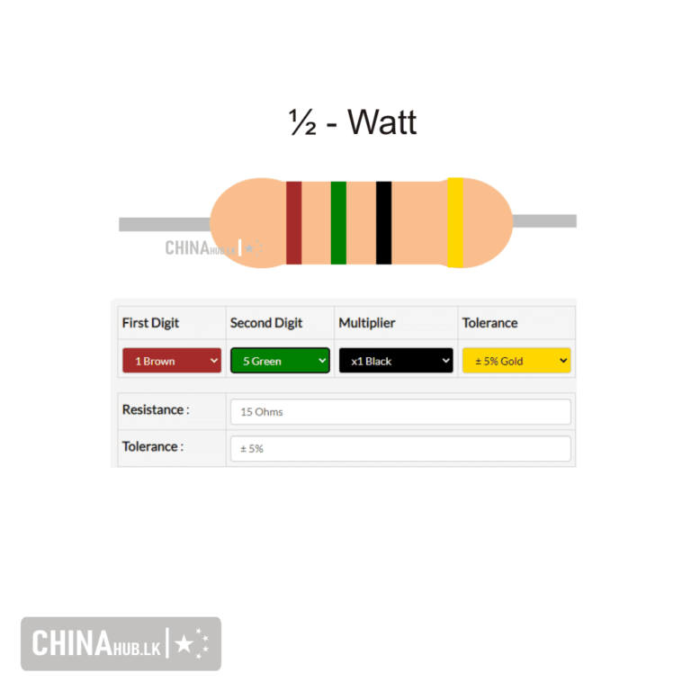 15 Ohm Resistor Half Watt 10 Pcs Pack - Chinahub.lk