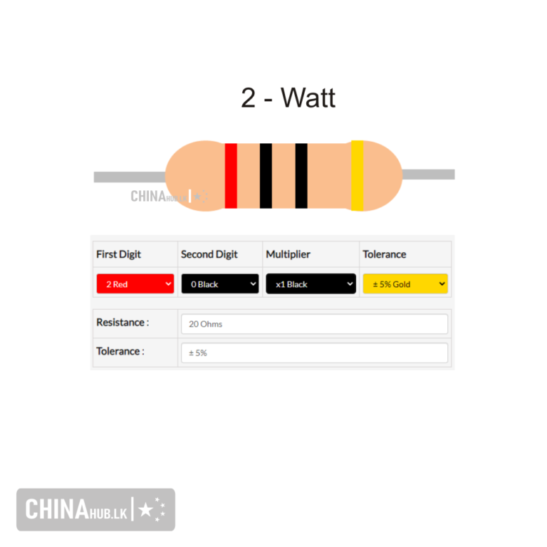 20 Ohm Resistor 2 Watt 5 Pcs Pack - Chinahub.lk